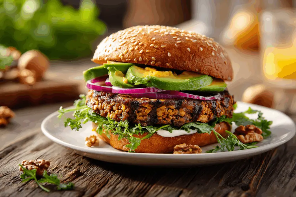 The Best Mushroom Walnut Veggie Burgers That Won't Fall Apart - Recipe Bite
